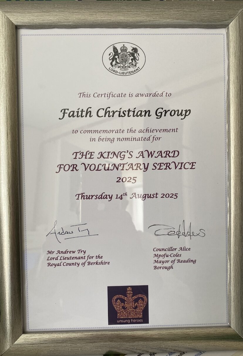 Kings Award For Voluntary Service – Faith Christian Group